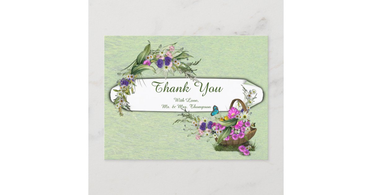 Midsummer Spring flowers Thank You Announcement Postcard | Zazzle