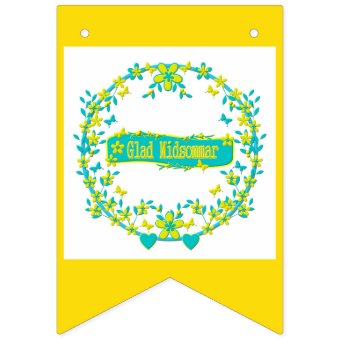Midsummer symbol sweden Glad midsommar. Bunting Flags | Zazzle
