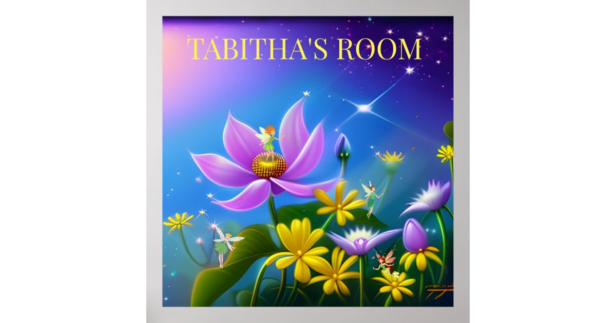 Midsummer yellow flowers and fairies. Editable Poster | Zazzle