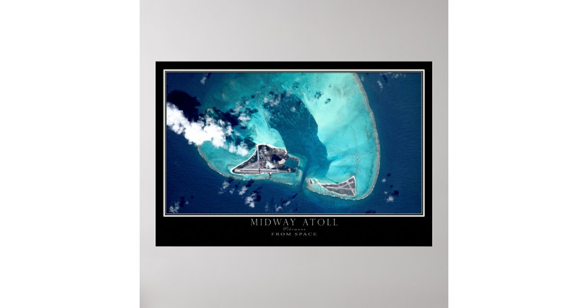 Midway Atoll Satellite Poster Map | Zazzle