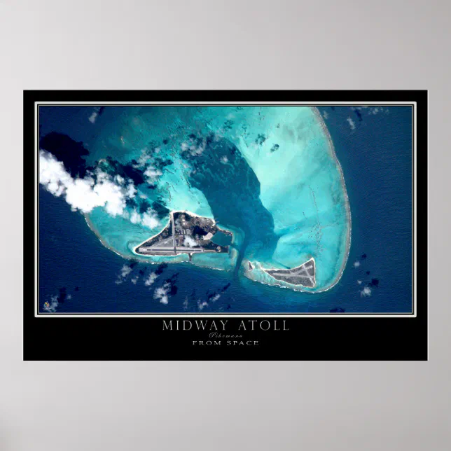 Midway Atoll Satellite Poster Map | Zazzle