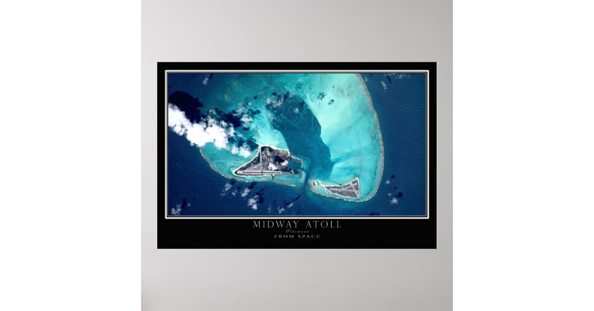 Midway Atoll Satellite Poster Map | Zazzle