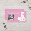 Midwife Doula Pink Pregnancy Silhouette QR Code Business Card | Zazzle