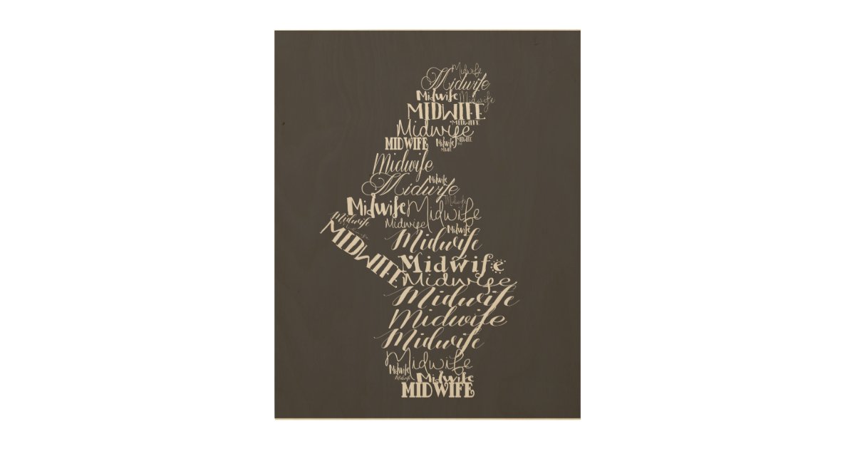 Midwife Silhouette Wood Wall Art | Zazzle