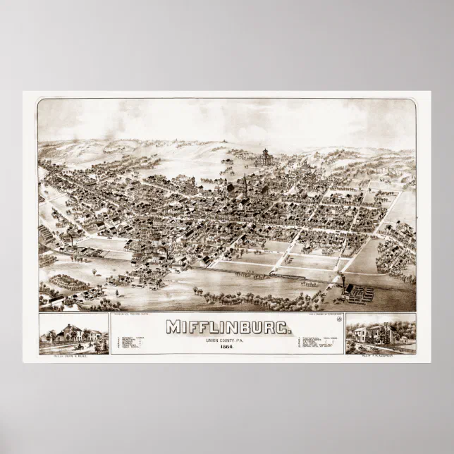 Mifflinburg, PA 1884 Poster | Zazzle