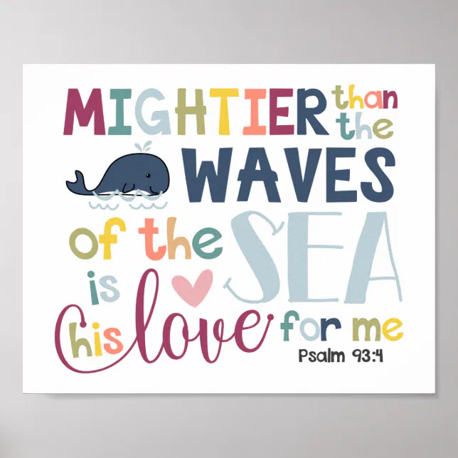 Mightier Than The Waves Kids Christian Poster | Zazzle
