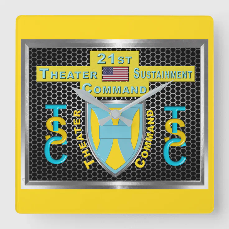 Mighty 21st Theater Sustainment Command Square Wall Clock | Zazzle