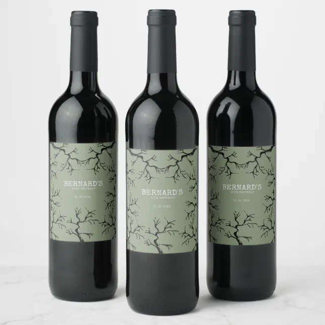 Mighty as the Oak Spooky Adult Birthday Wine Label | Zazzle
