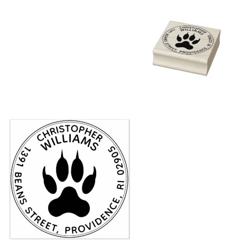 Mighty Claws Wolf Paw Print Round Return Address Rubber Stamp | Zazzle