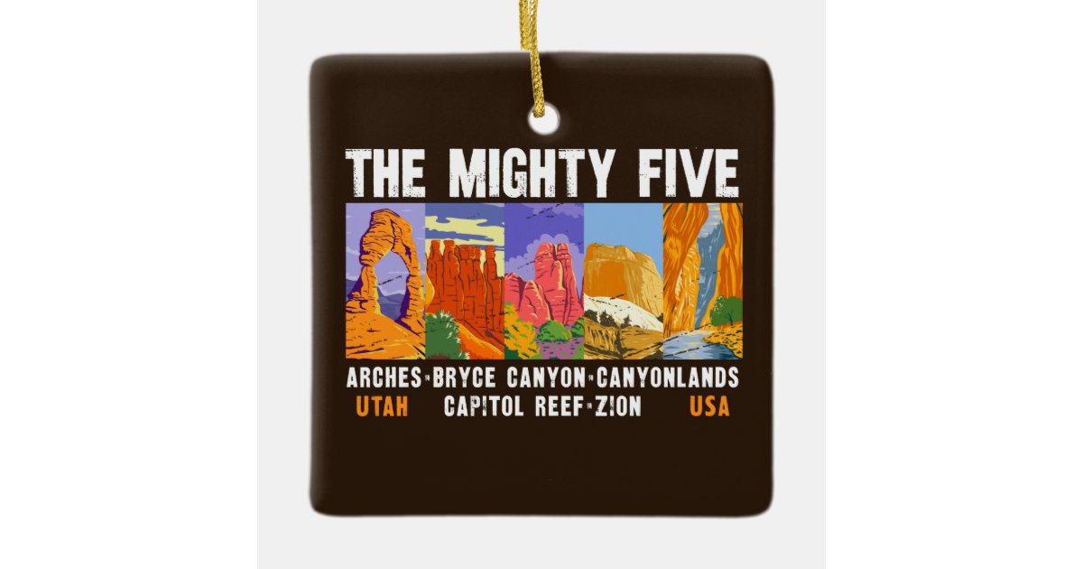 Mighty Five Utah National Parks List Vintage Ceramic Ornament | Zazzle