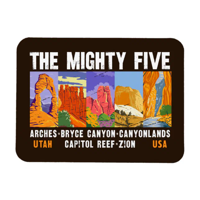 Mighty Five Utah National Parks List Vintage Magnet | Zazzle