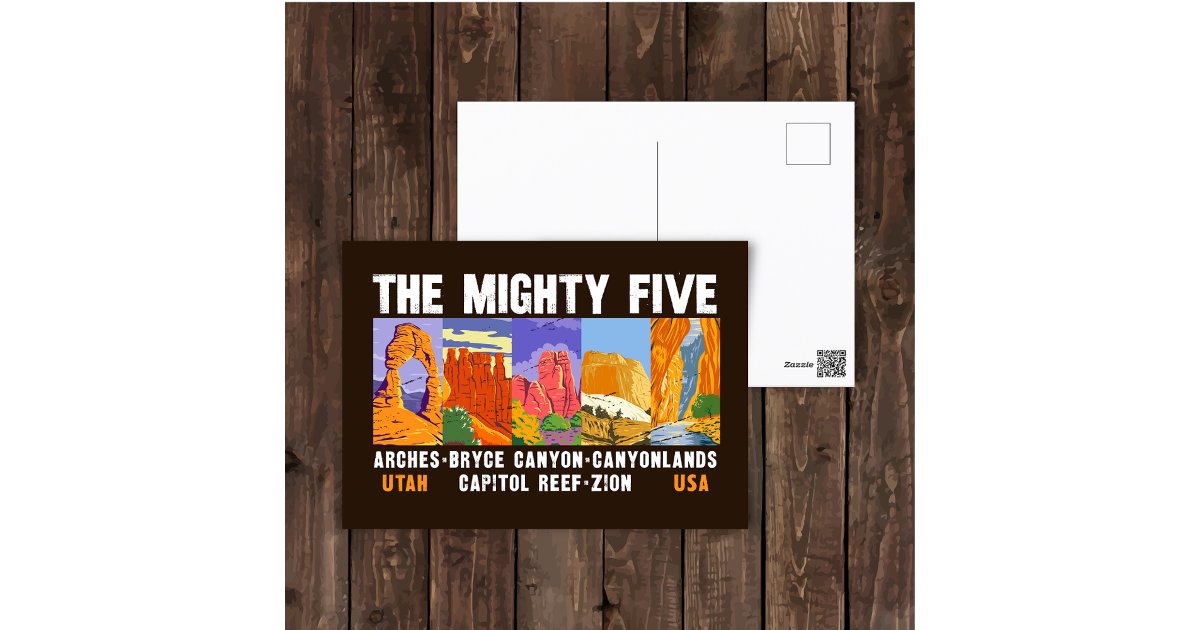 Mighty Five Utah National Parks List Vintage Postcard | Zazzle