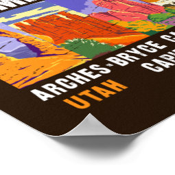 Mighty Five Utah National Parks List Vintage Poster | Zazzle
