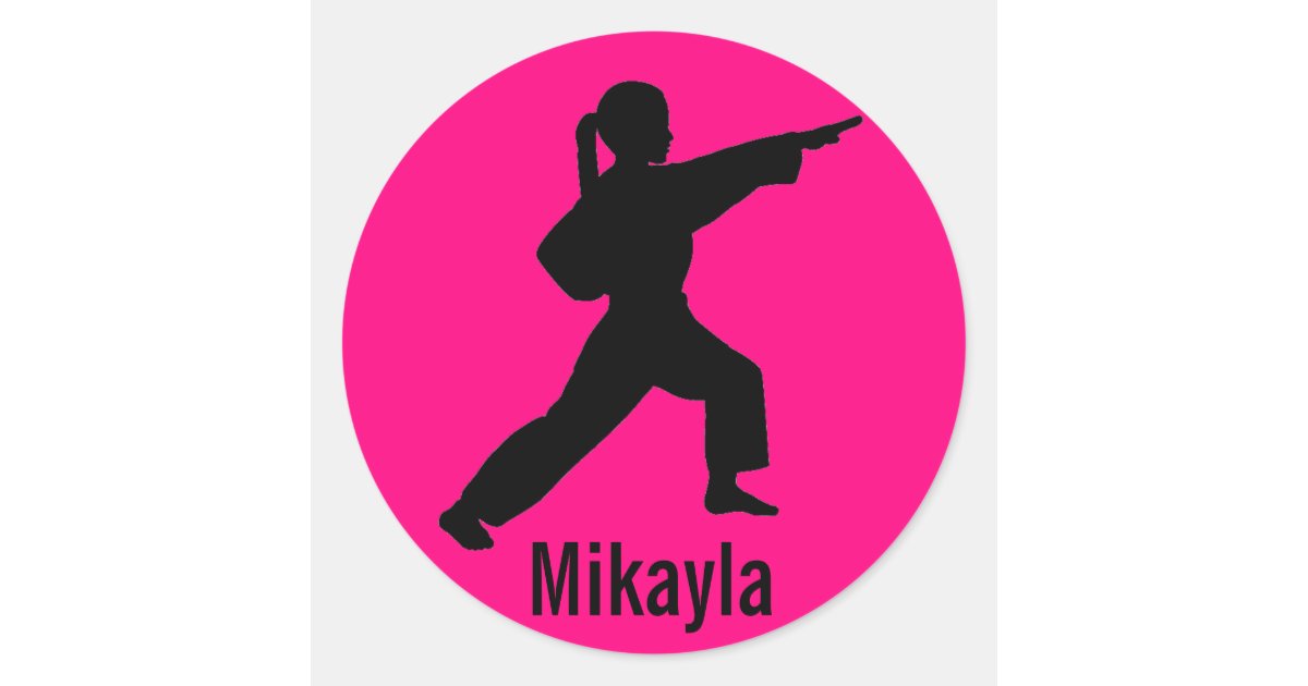 Mikayla hot pink Karate Girl stickers | Zazzle