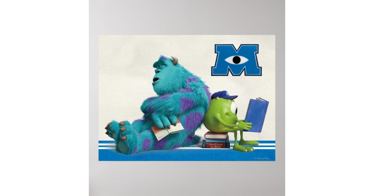 Mike and Sulley Reading Poster | Zazzle