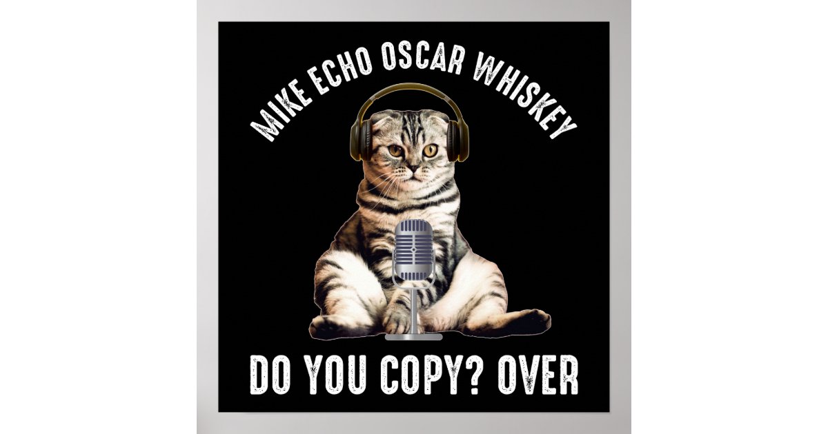 Mike Echo Oscar Whiskey Ham Radio Cat Poster | Zazzle