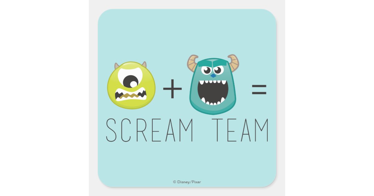 Mike+Sulley=Scream Team Square Sticker | Zazzle