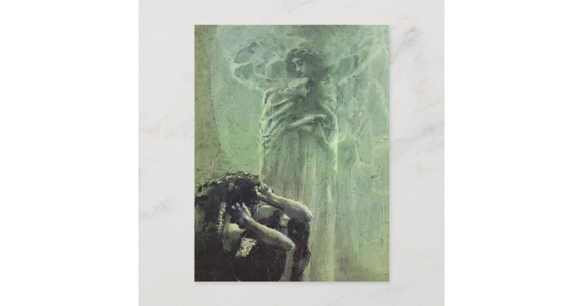 Mikhail Vrubel- Demon and Angel with Tamara's Soul Postcard | Zazzle