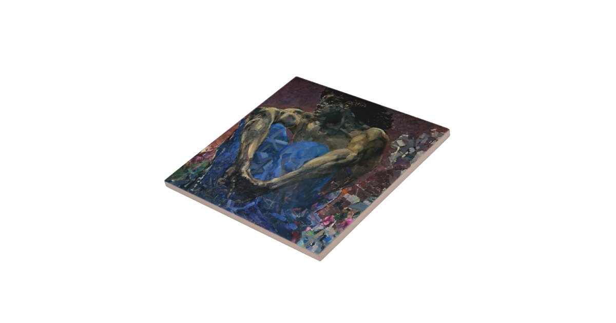 Mikhail Vrubel- Seated Demon Ceramic Tile | Zazzle
