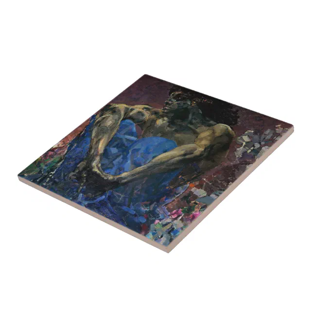 Mikhail Vrubel- Seated Demon Ceramic Tile | Zazzle