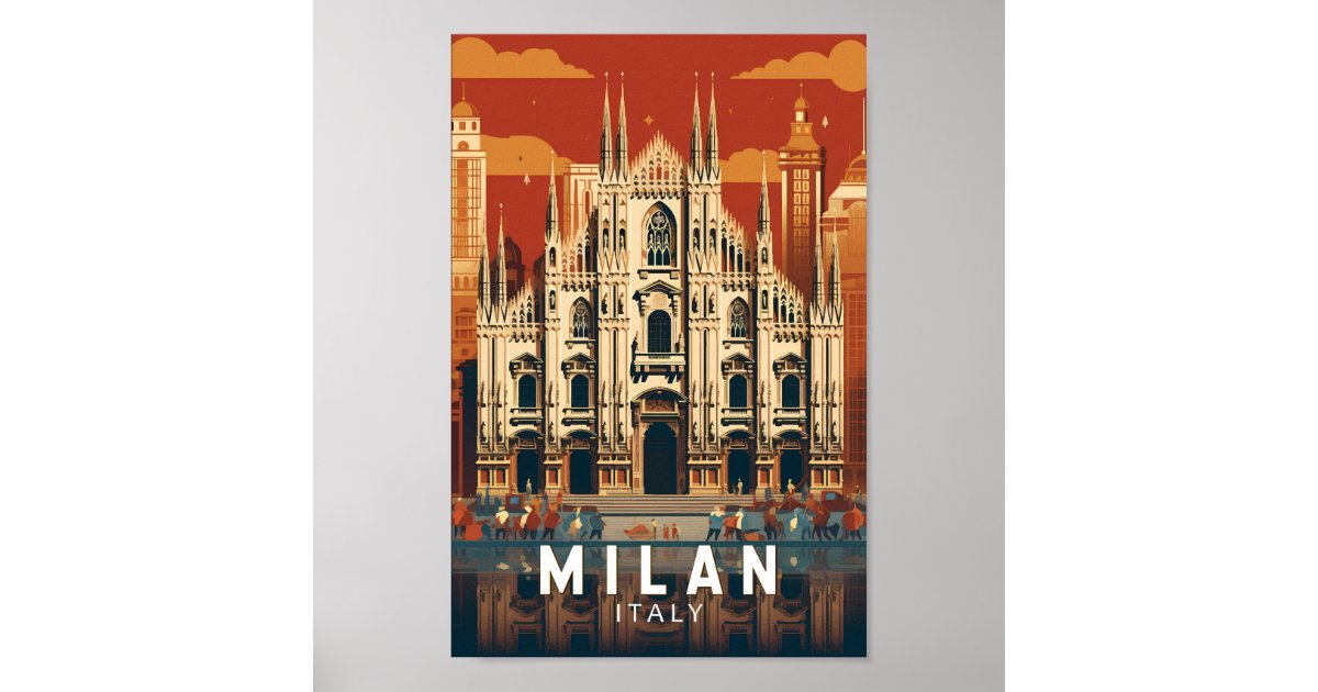 Milan Italy Duomo di Milano Travel Art Vintage Poster | Zazzle