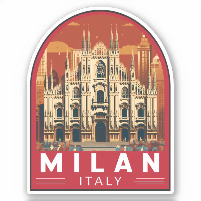 Milan Italy Duomo di Milano Travel Art Vintage Sticker | Zazzle