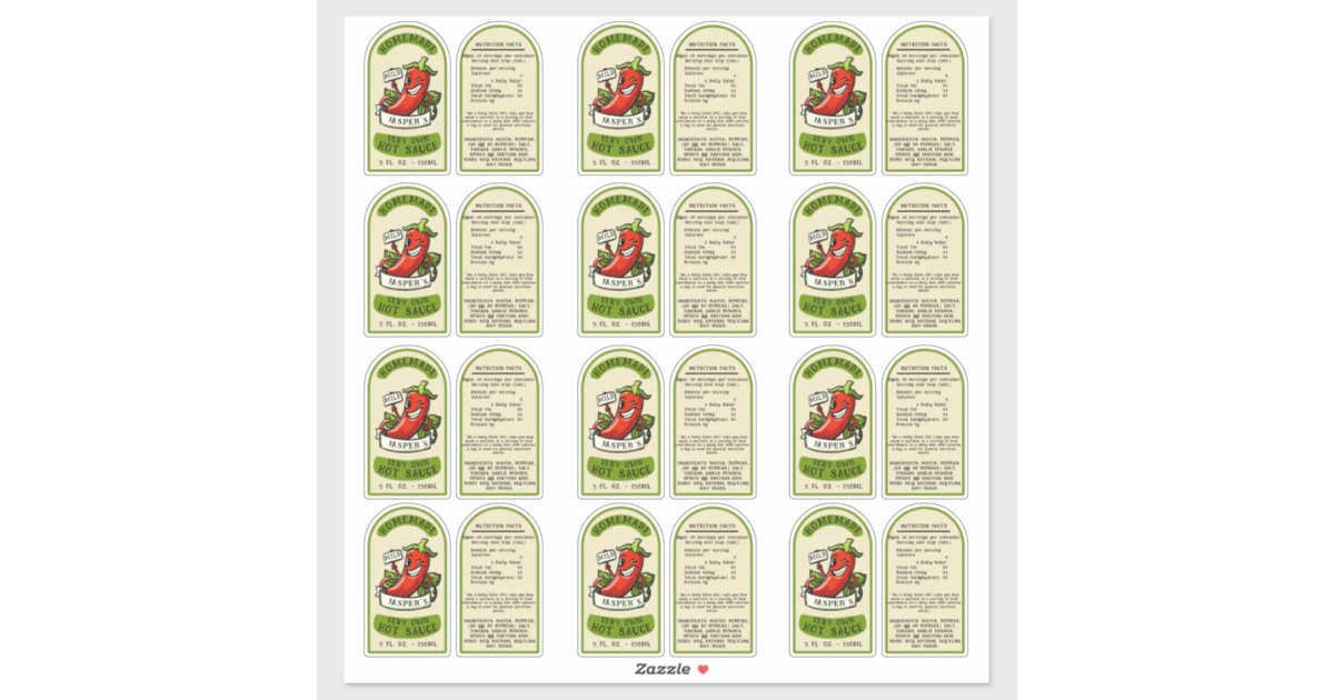 Mild hot sauce labels | Zazzle