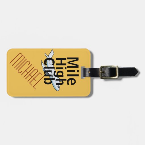 Mile High Club funny customizable luggage tag | Zazzle