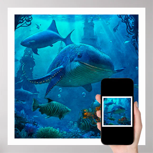 Miles Under the Sea Art Illustration Poster 4 | Zazzle