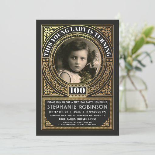 Milestone Birthday Invitations Photo Gold Foil | Zazzle