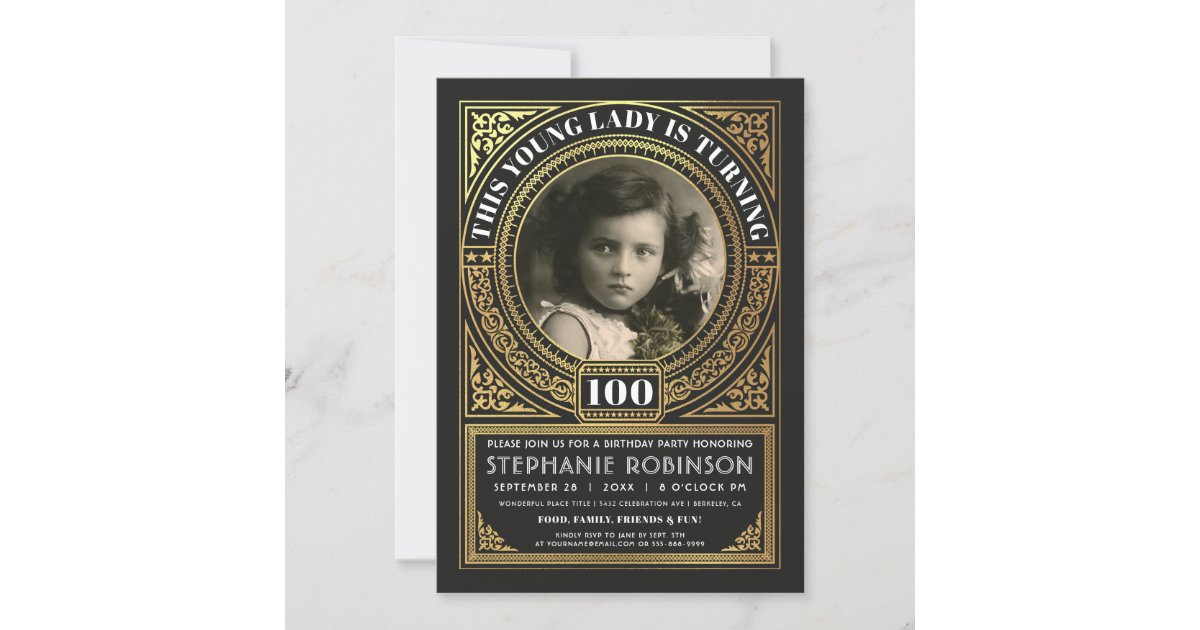 Milestone Birthday Invitations Photo Gold Foil | Zazzle