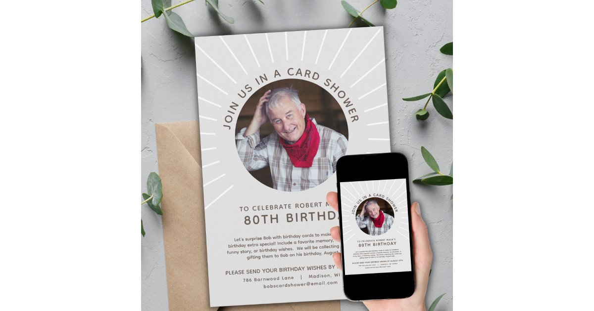 Milestone Birthday Photo Card Shower Invitation | Zazzle