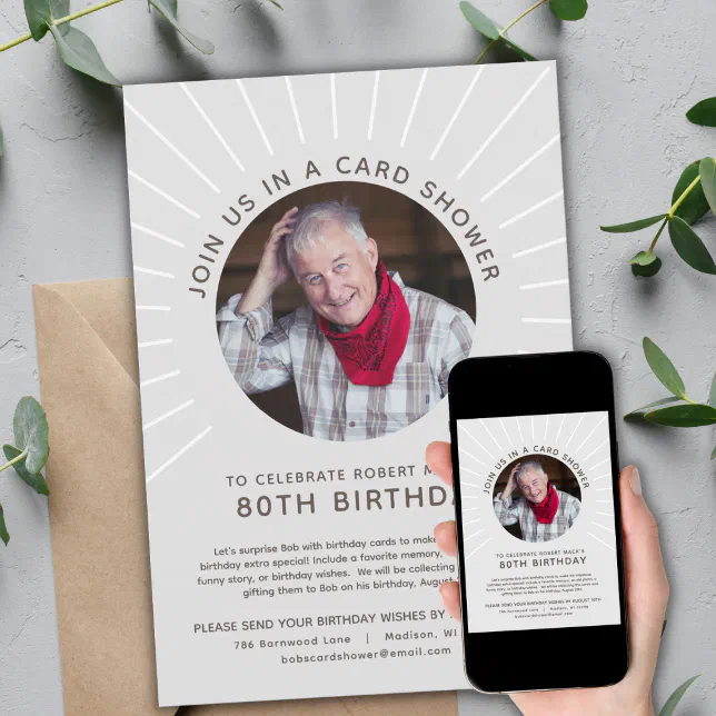 Milestone Birthday Photo Card Shower Invitation | Zazzle