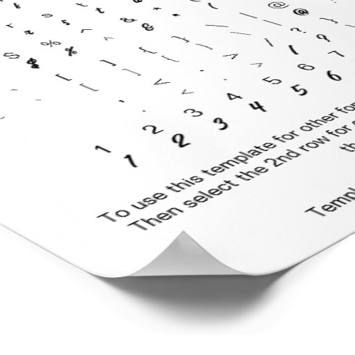Milestone Font Character Sheet for Zazzle Poster | Zazzle