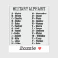 Military Alphabet Phonetic Code, Alpha Bravo... Sticker | Zazzle