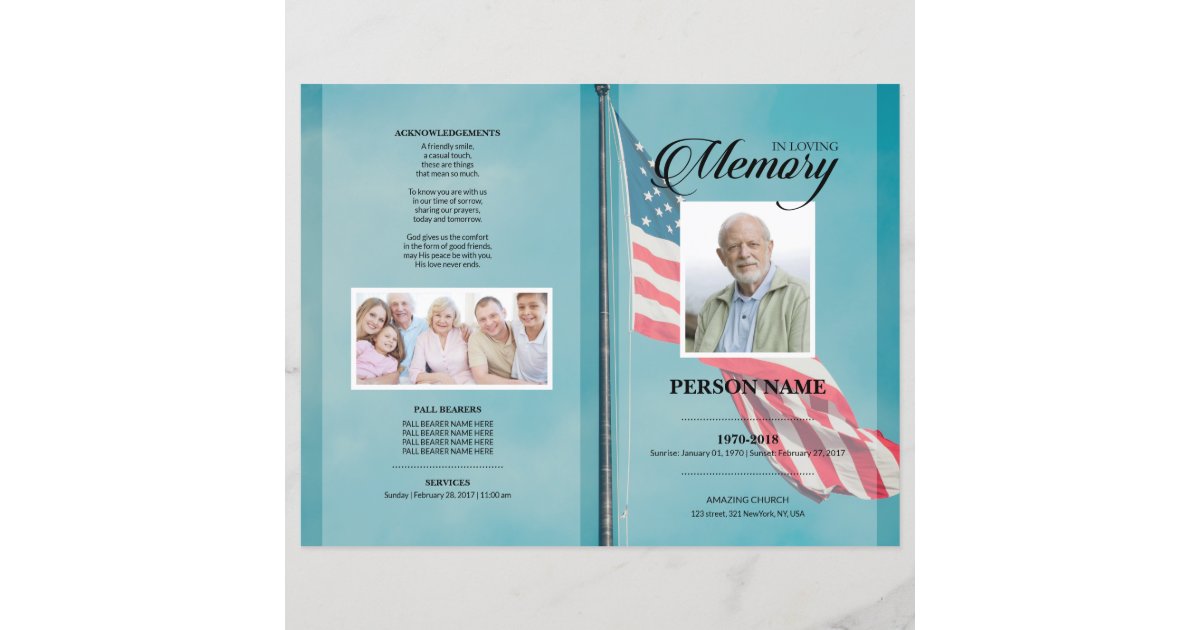 Military Army Funeral Template | Zazzle