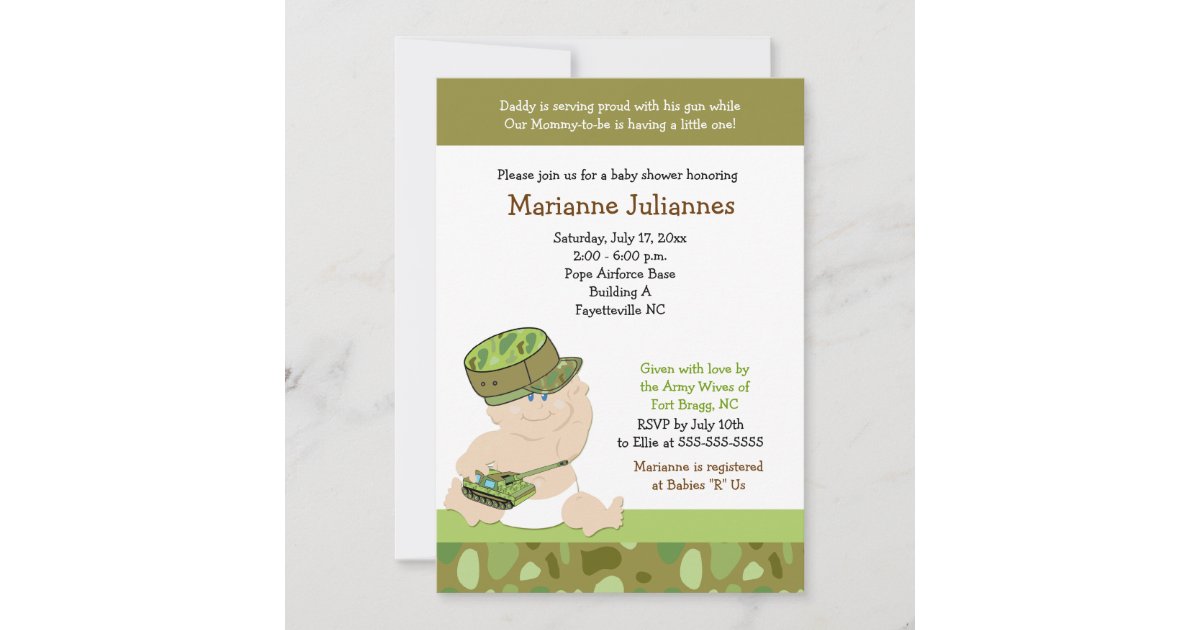 Military Army Marines 5x7 Baby Shower Invitation | Zazzle