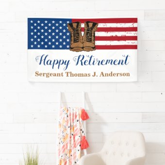 Military Army Retirement Patriotic American Flag Banner | Zazzle