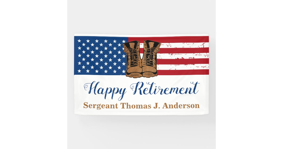 Military Army Retirement Patriotic American Flag Banner | Zazzle