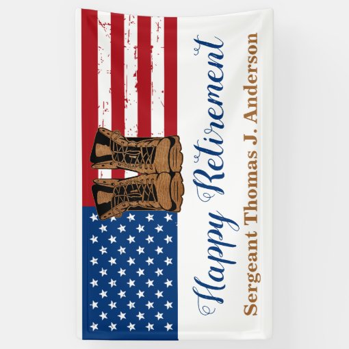 Military Army Retirement Patriotic American Flag Banner | Zazzle