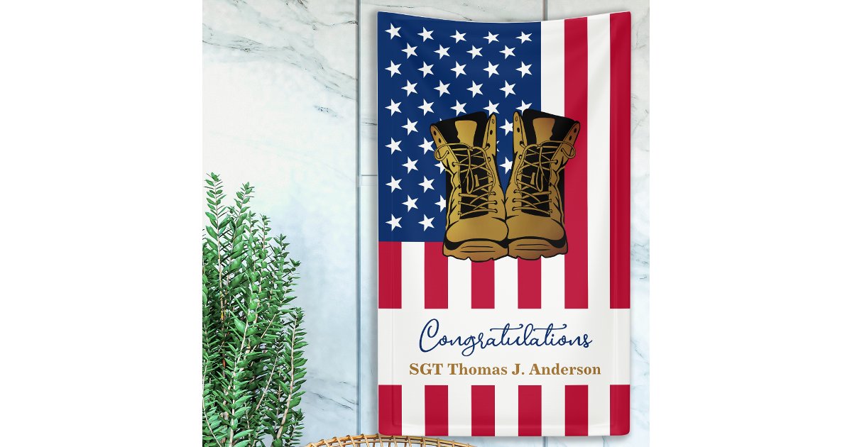 Military Army Retirement Patriotic American Flag Banner | Zazzle