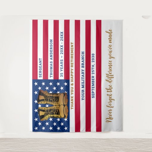 Military Army Retirement Personalized USA Flag Tapestry | Zazzle