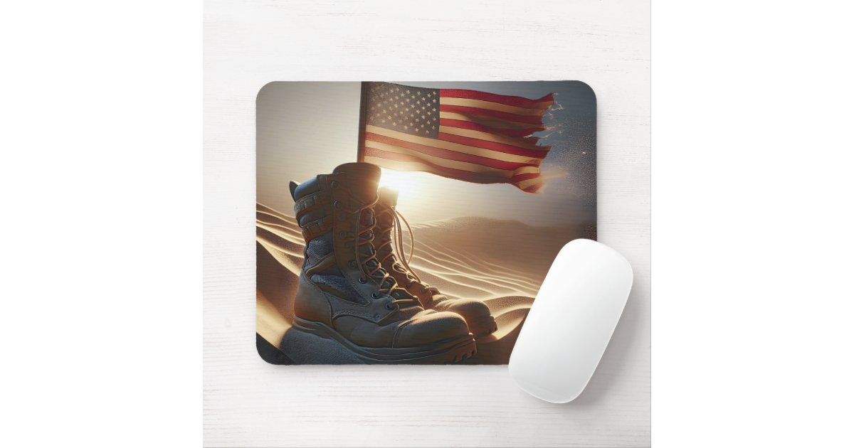 Military Boots With American Flag Mouse Pad | Zazzle