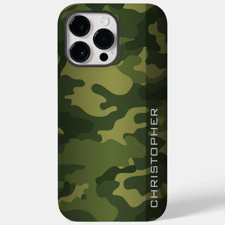 Military Camo Pattern Green with name Case-Mate iPhone Case | Zazzle