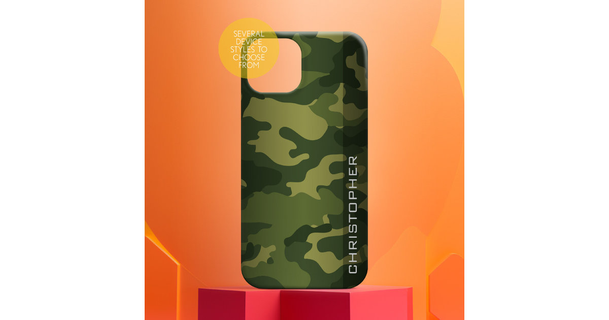 Military Camo Pattern Green with name Case-Mate iPhone Case | Zazzle