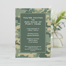 Military Camouflage Birthday Party Invitation | Zazzle