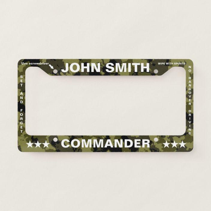 Military Camouflage Commander Funny customizable License Plate Frame ...