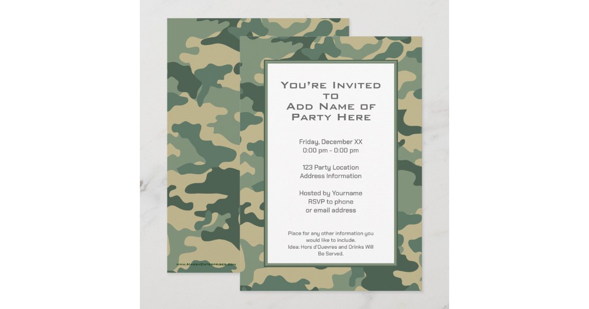 Military Camouflage Party Invitation | Zazzle