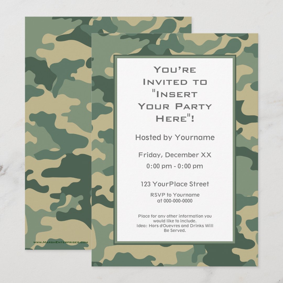 Military Camouflage Party Invitation | Zazzle