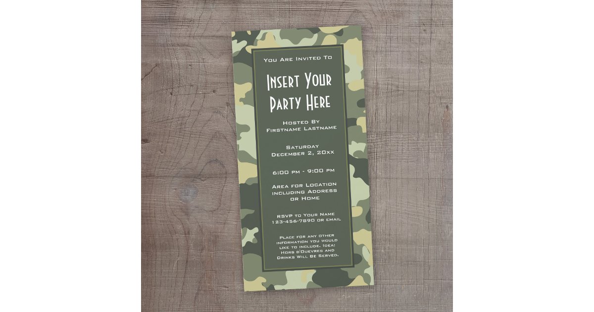 Military Camouflage Party Invitation | Zazzle